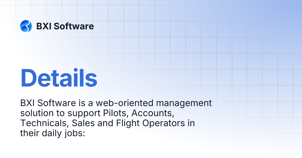 Details | BXI Software
