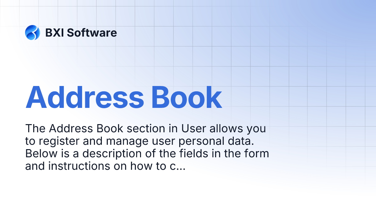 Address Book | BXI Software